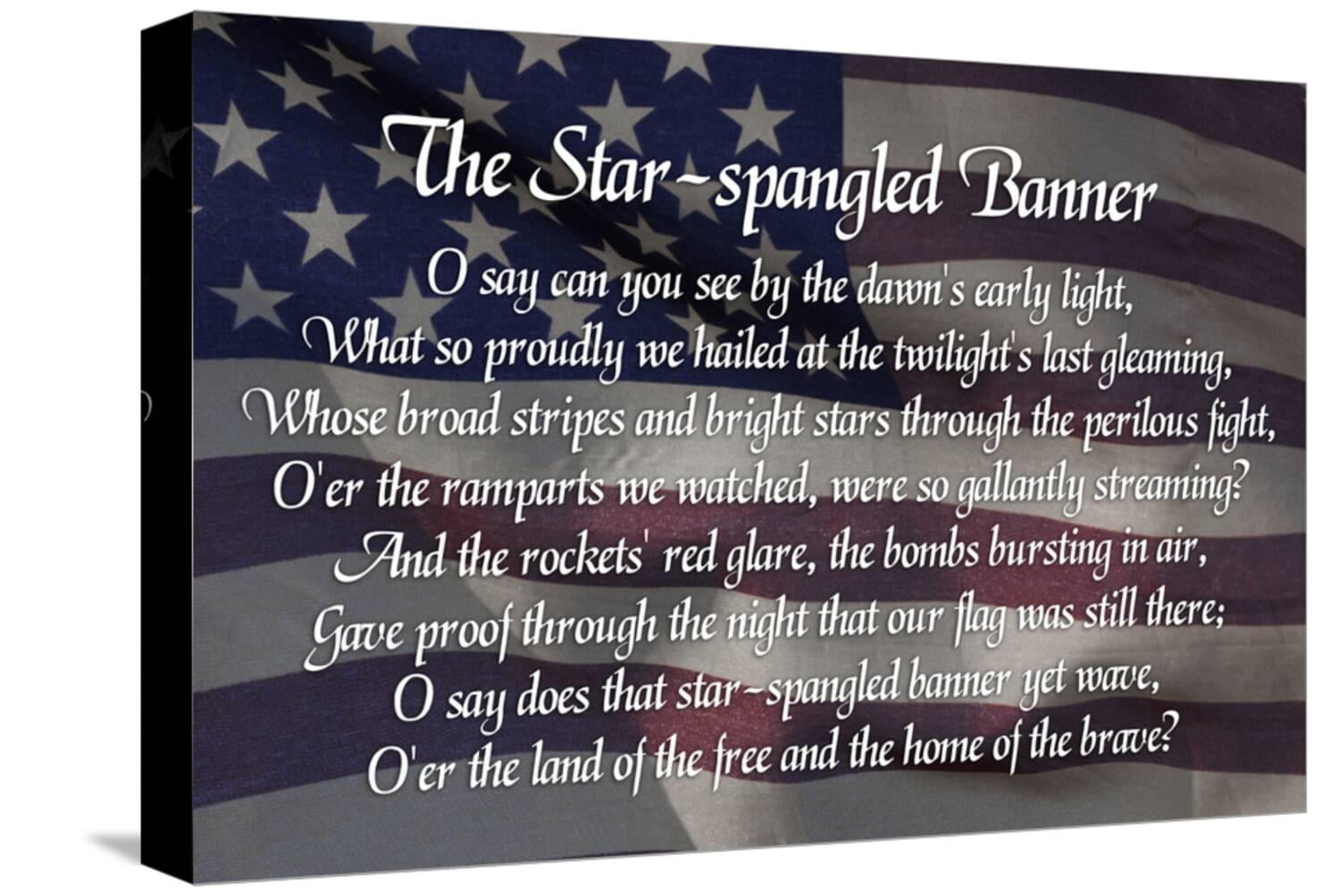 Art.com Star-spangled Banner Lyrics Stretched Canvas Print Wall Art, 18 ...