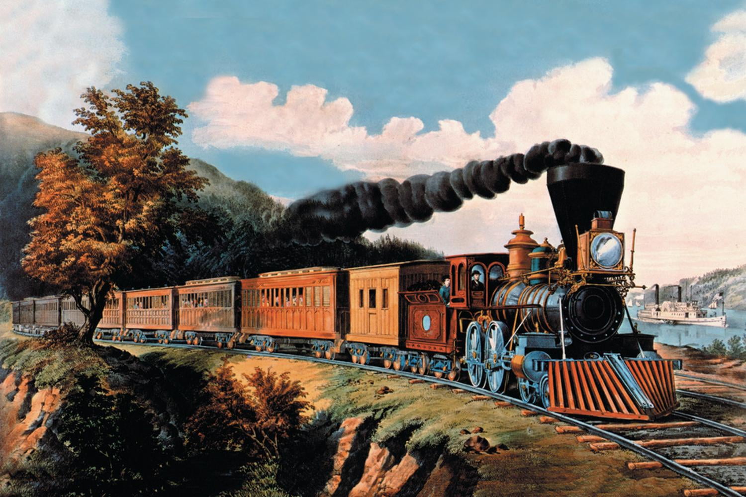 Art.com Steam Locomotive Art Print by Currier & Ives, 18" x 12 ...