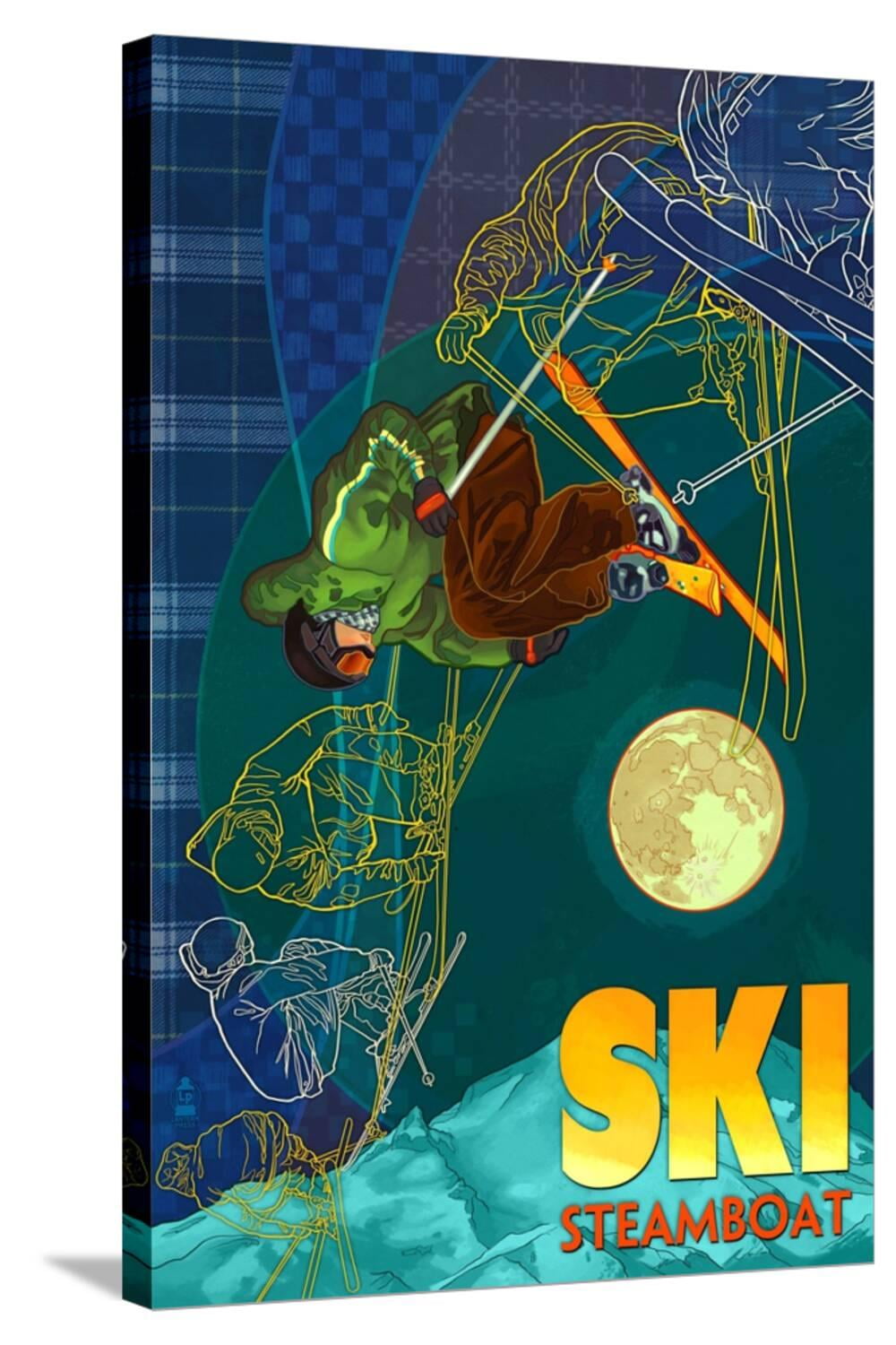 Art.com Steamboat, Colorado - Timelapse Skier Stretched Canvas Print ...