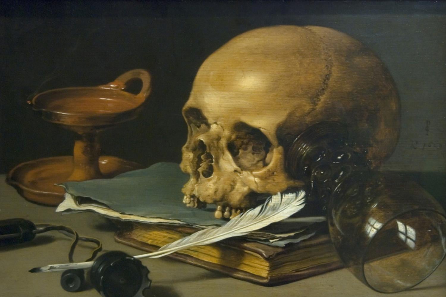 Art.com Still Life with a Skull and a Writing Quill, 1628 Art Print by ...