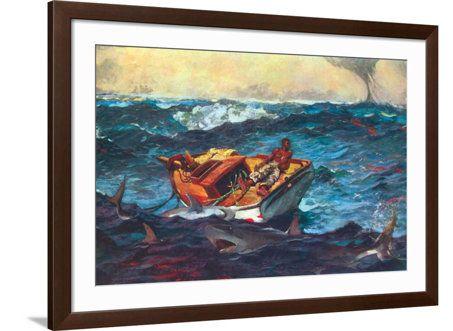 Art.com Storm Art Print by Winslow Homer, Brown Frame Wall Art, 44" x ...