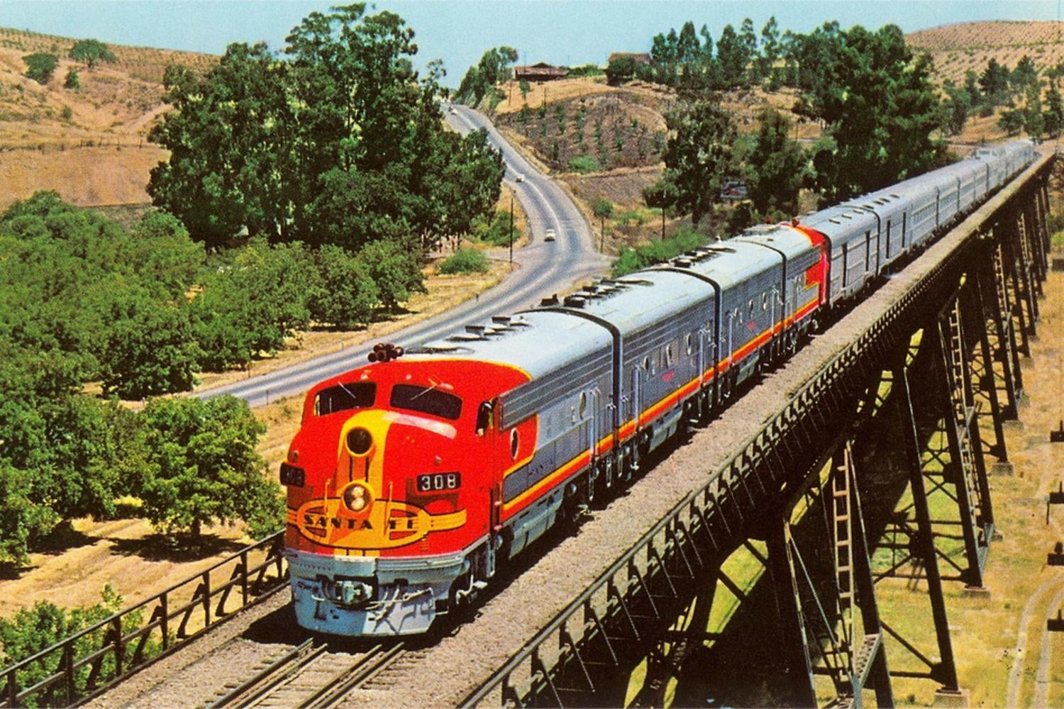 Art.com Streamlined Train on Trestle Art Print, 24" x 16" - Walmart.com