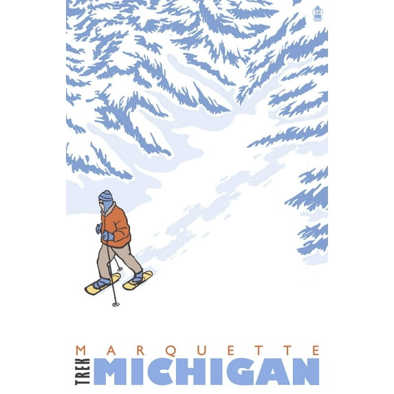 Art.com Stylized Snowshoer, Marquette, Michigan Art Print by Lantern ...