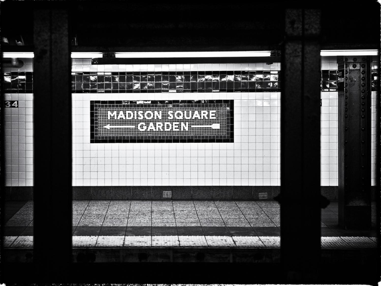 Art.com Subway Sign, Black and White Photography, Madison Square Garden ...