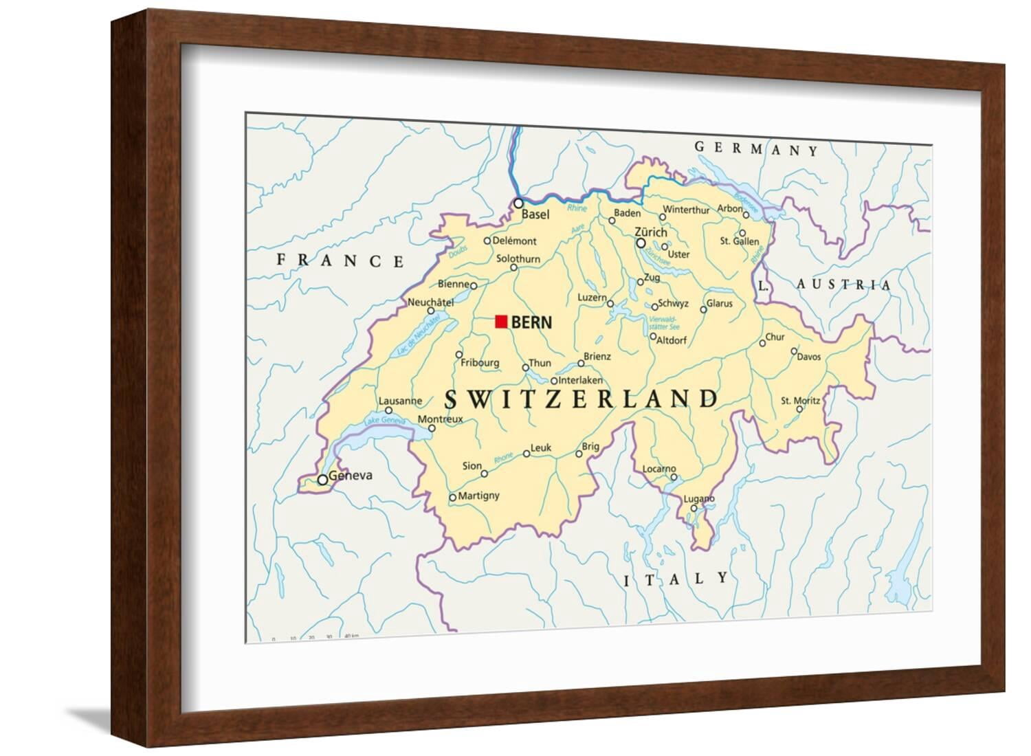 Art.com Switzerland Political Map Art Print by Peter Hermes Furian ...