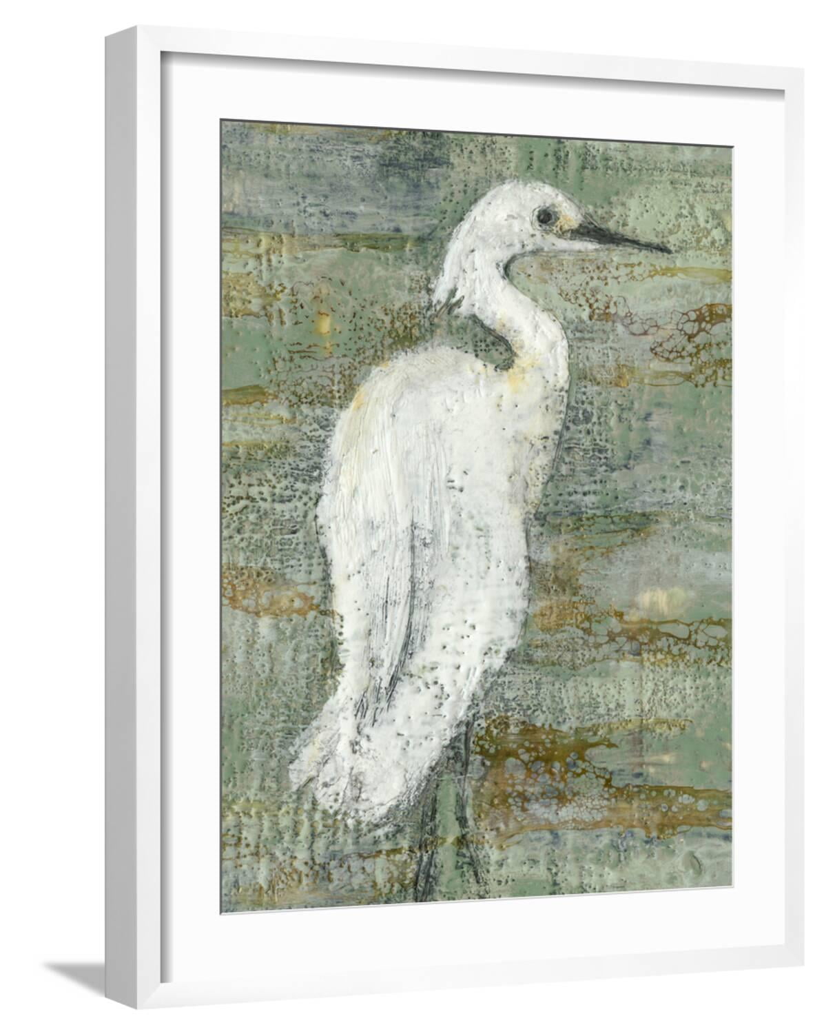 Art.com Textured Heron II Art Print by Jennifer Goldberger, White Frame ...