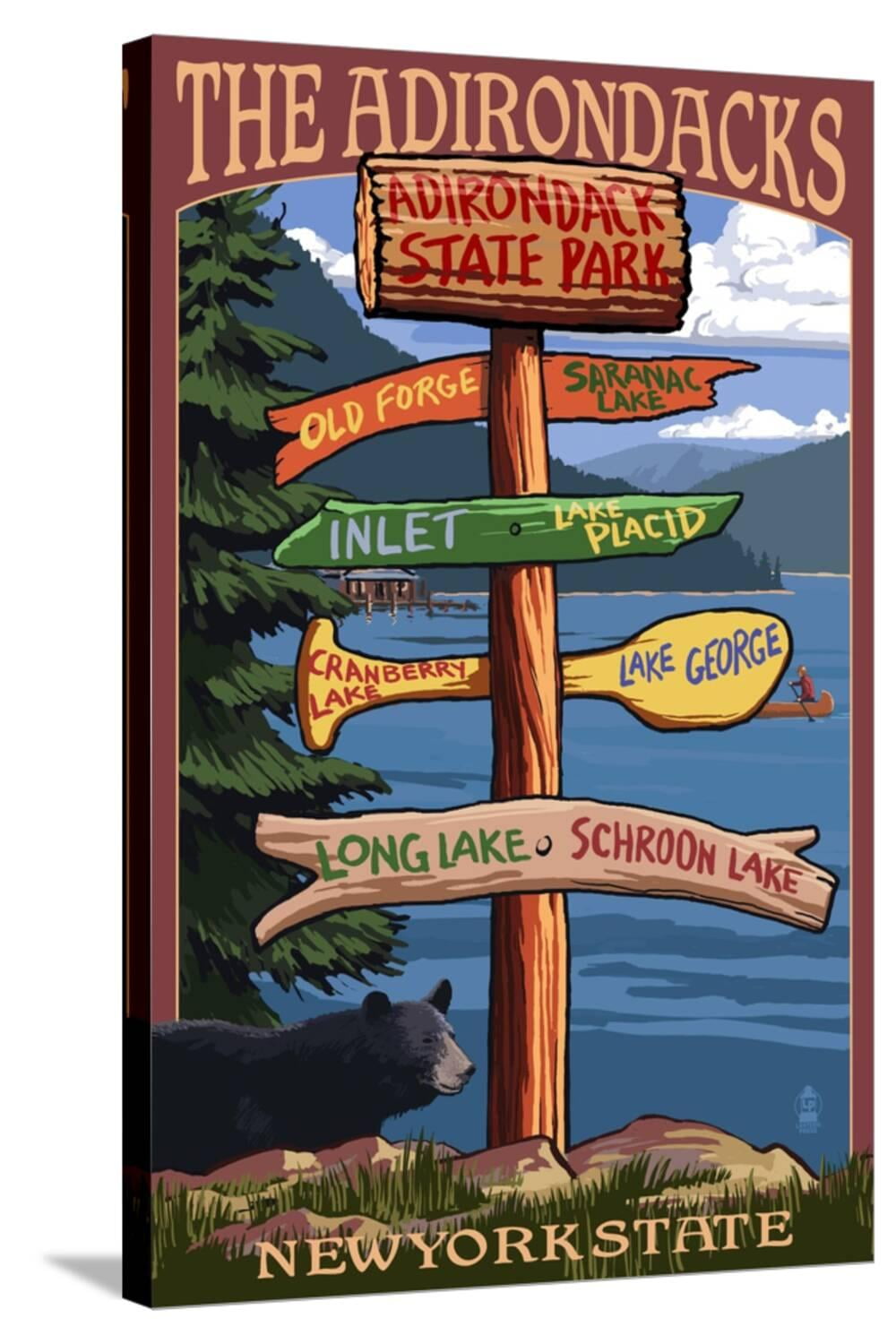 Art.com The Adirondacks, New York State - Sign Destinations Stretched ...