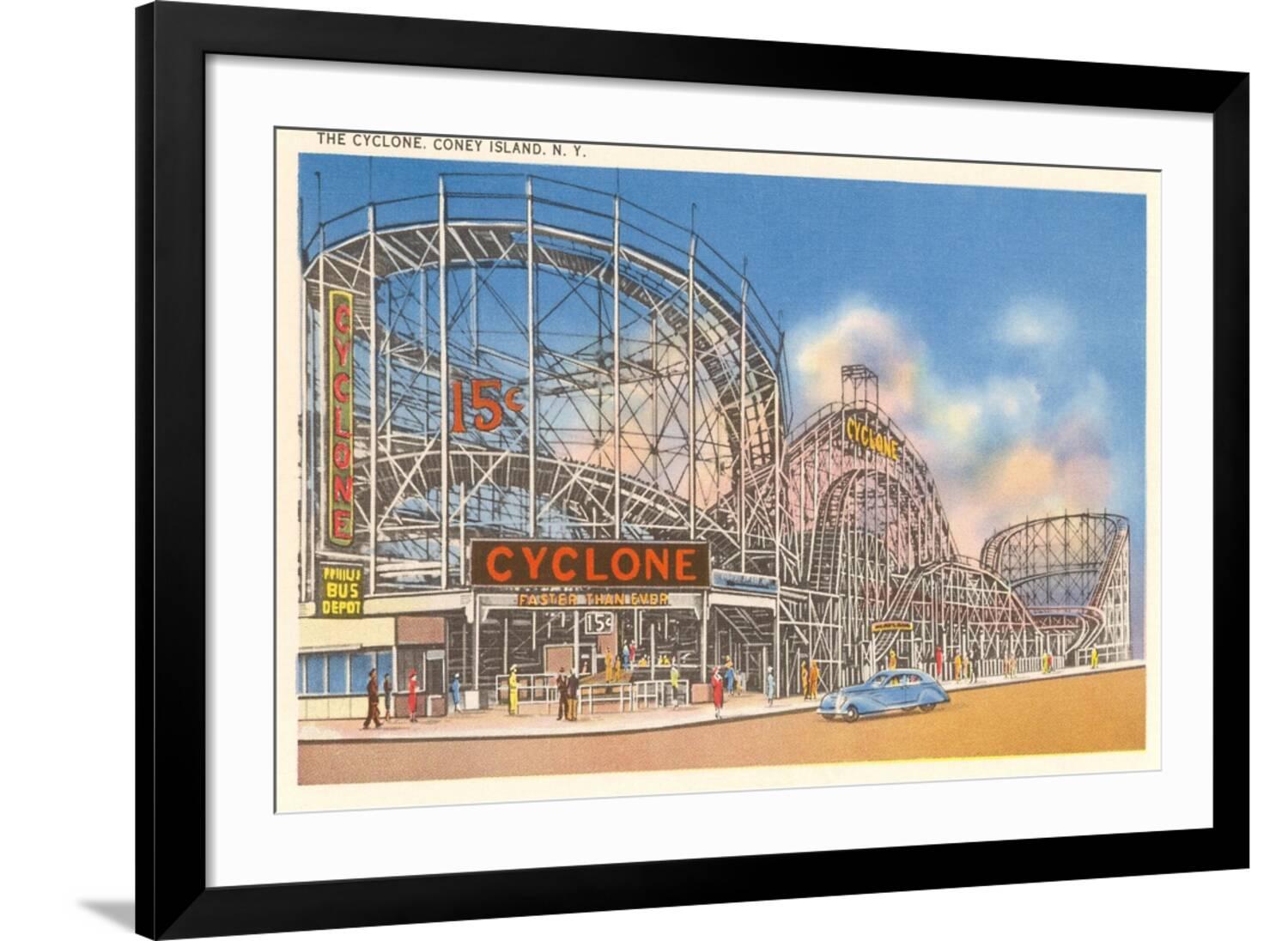 Art.com The Cyclone, Coney Island, New York Art Print, Black Frame Wall ...