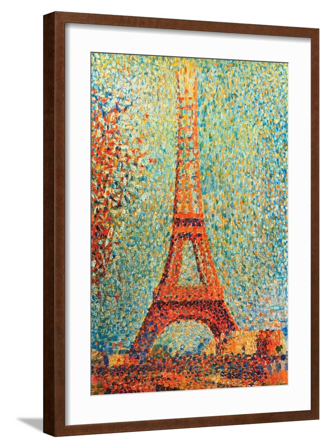 Art.com The Eiffel Tower Art Print by Georges Seurat, Brown Frame Wall Art, 21" x 29" - Walmart.com