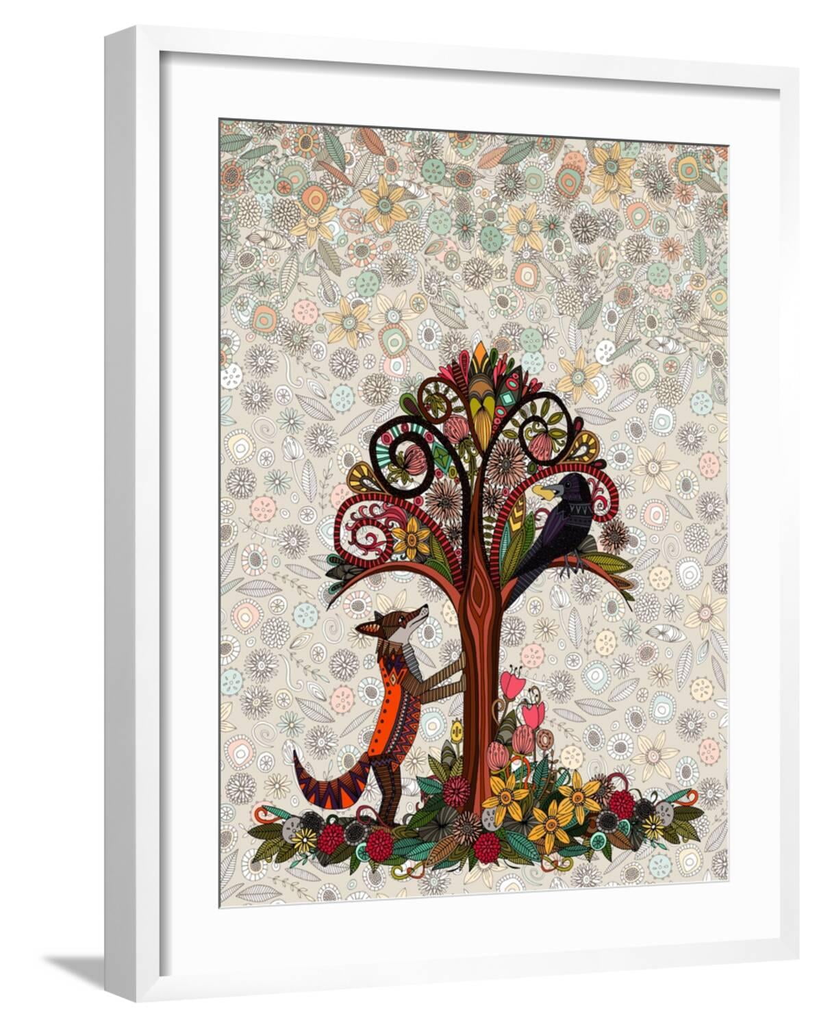 Art.com The Fox and the Crow (Variant 2) Art Print by Sharon Turner, White Frame Wall Art, 23" x ...