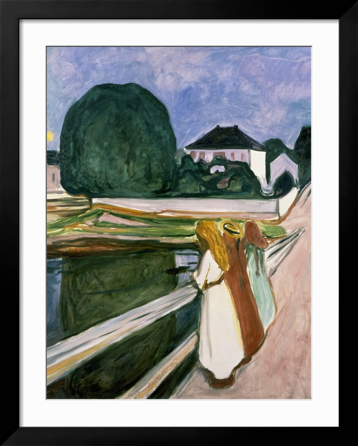 Art.com The Girls on the Pier, 1901 Art Print by Edvard Munch, Black ...