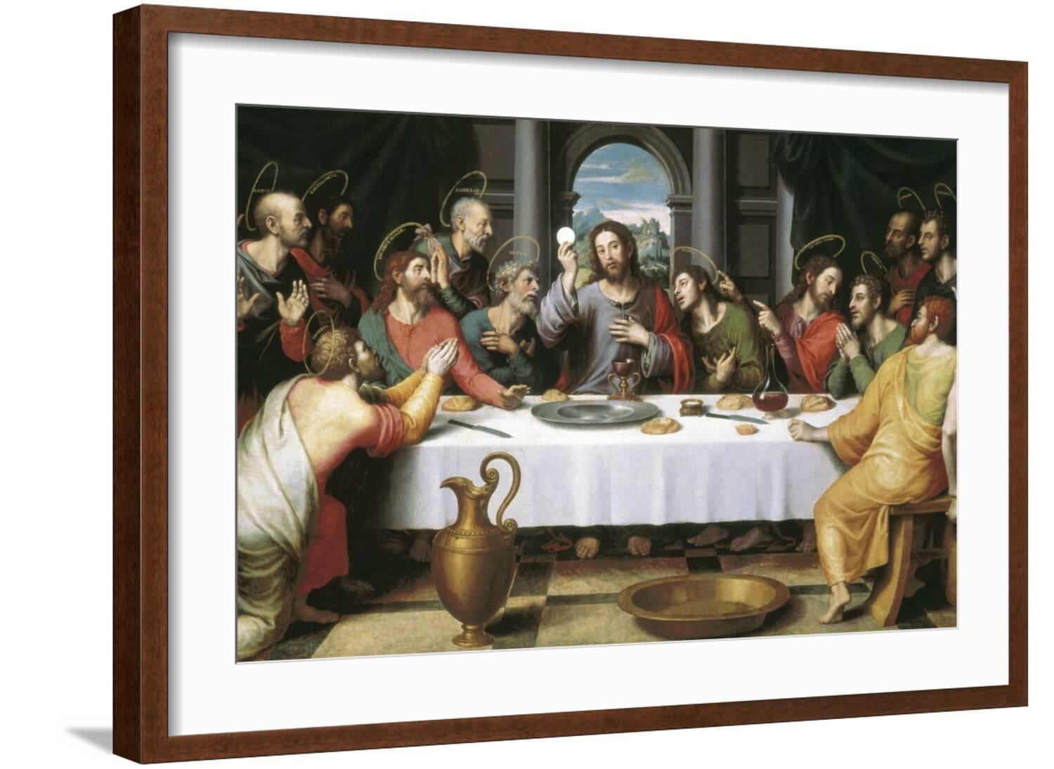 Art.com The Last Supper Art Print by Juan Juanes, Brown Frame Wall Art, 29" x 21" - Walmart.com
