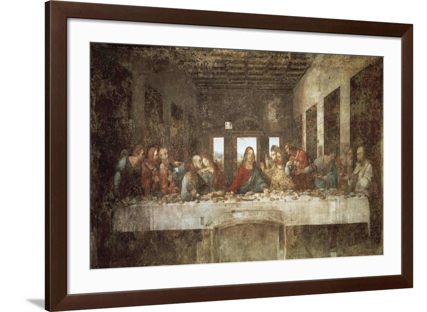 Art.com The Last Supper Art Print by Leonardo da Vinci, Brown Frame Wall Art, 44" x 32 ...