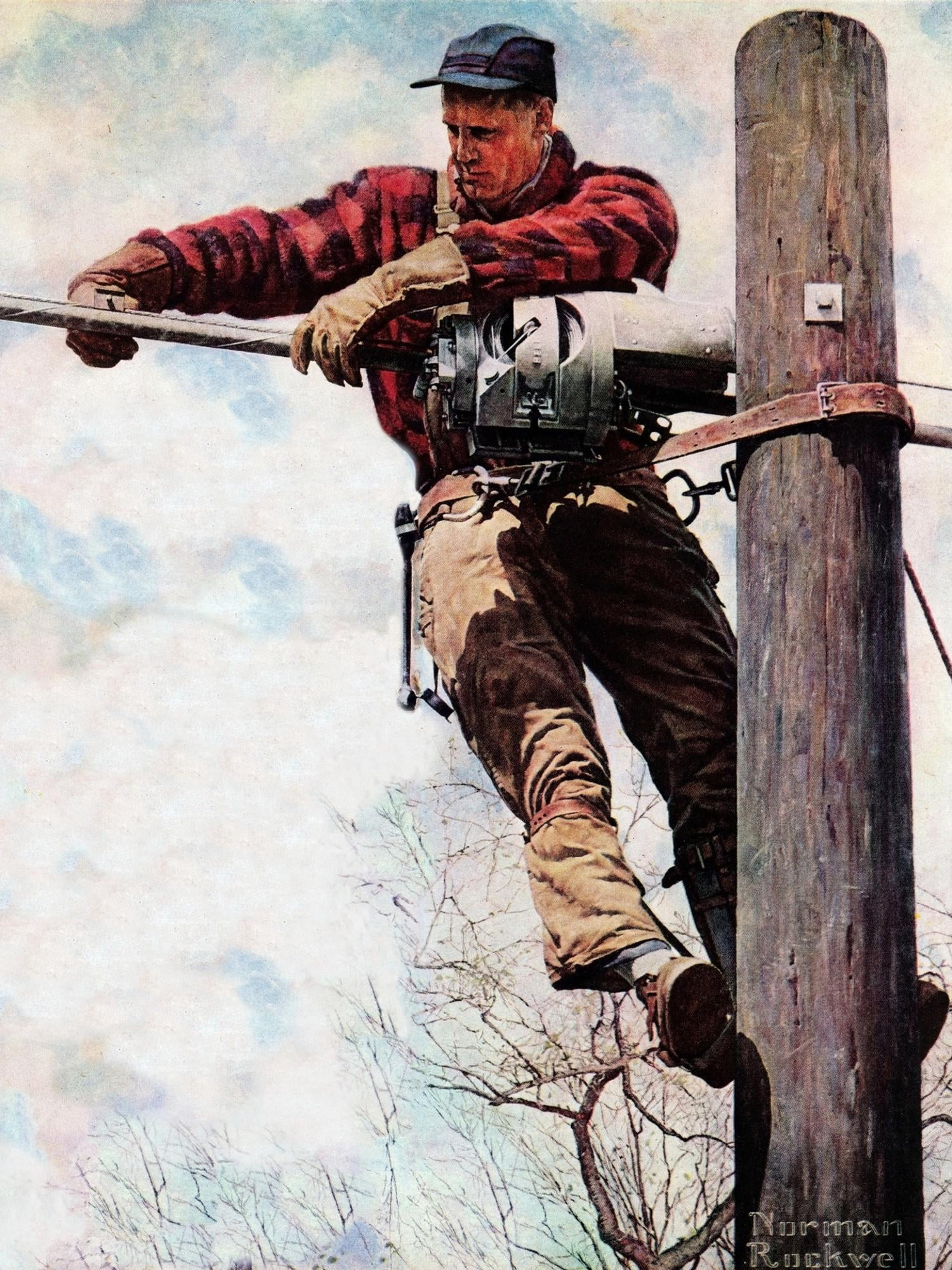 Art.com The Lineman (or Telephone Lineman on Pole) Giclee Print by ...