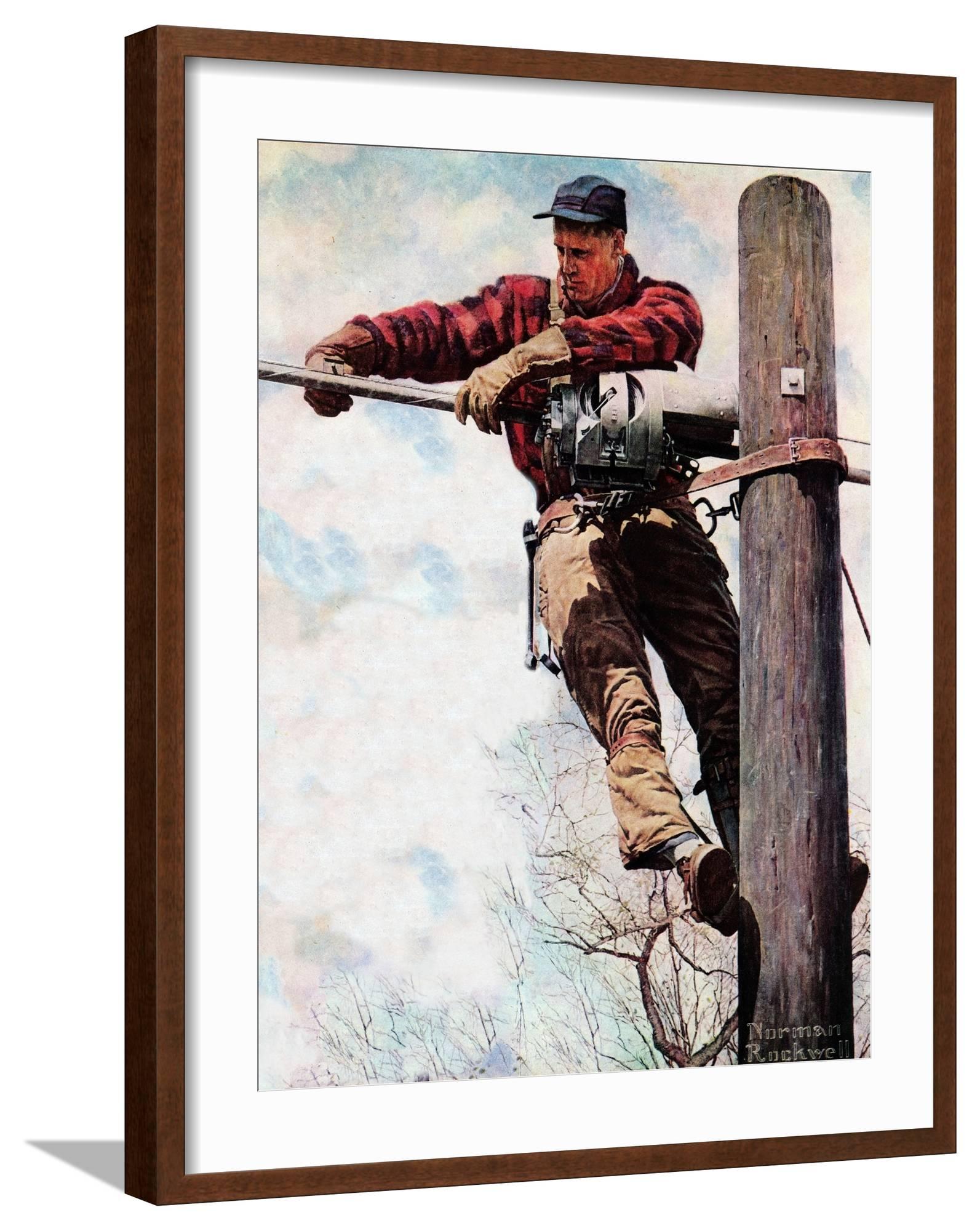 Art.com The Lineman (or Telephone Lineman on Pole) Giclee Print by ...