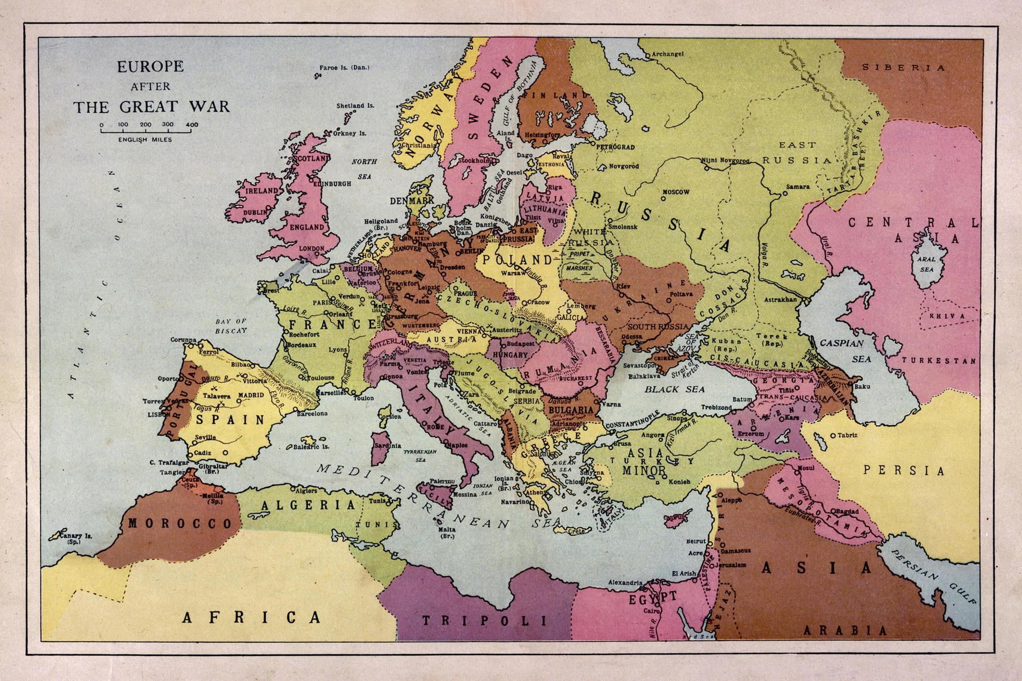 Art.com The Map of Europe after World War One Art Print, 24" x 16 ...