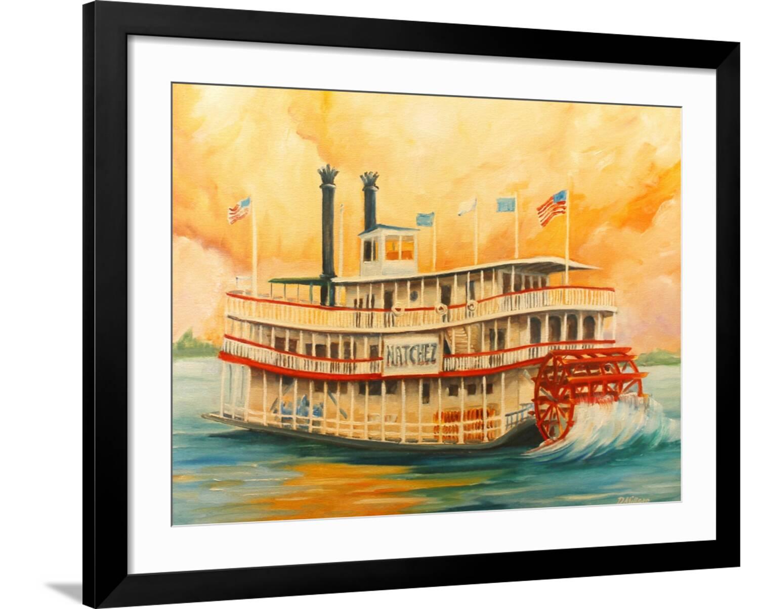 Art.com The Natchez Riverboat Art Print by Diane Millsap, Black Frame ...