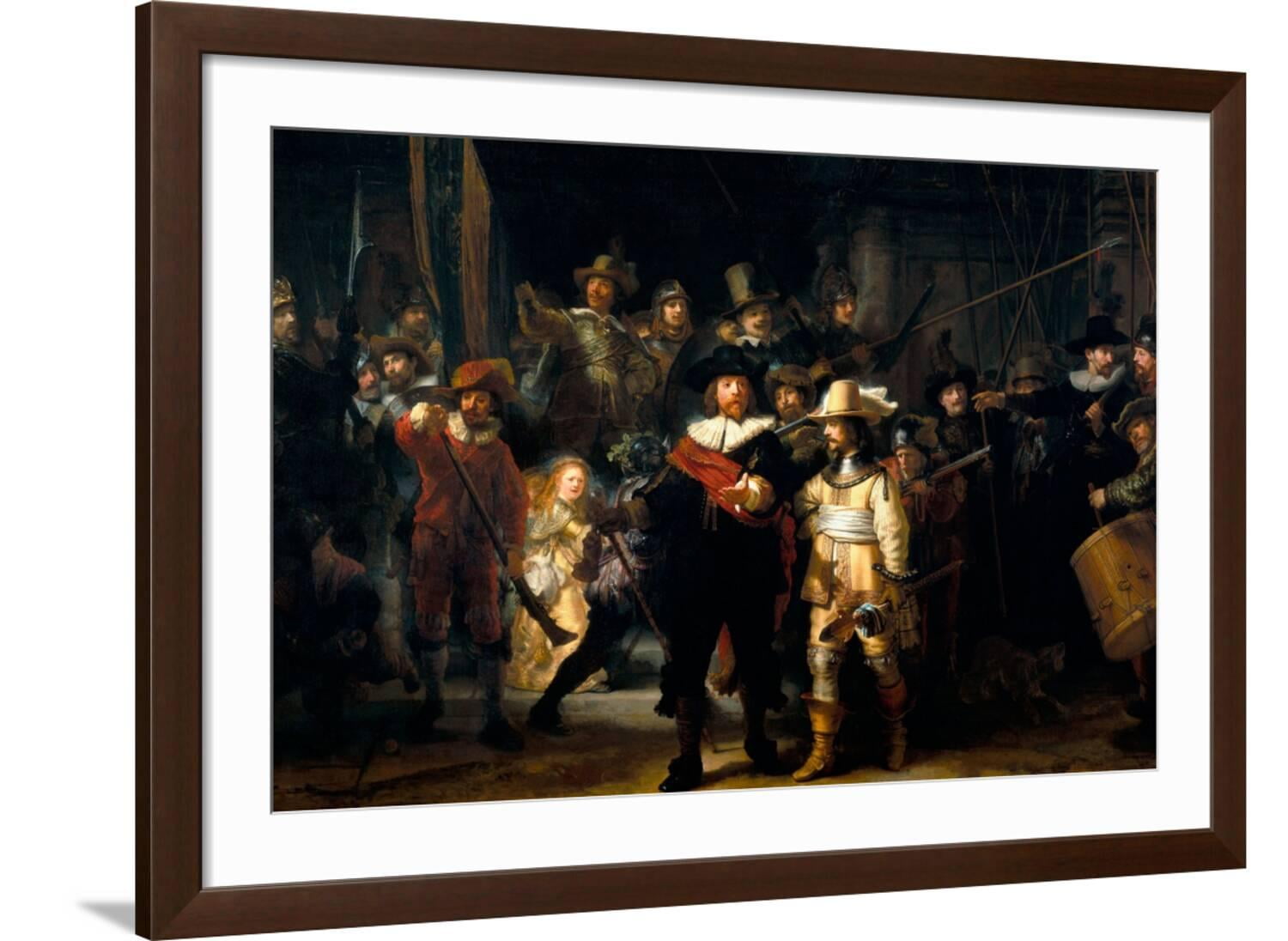 Art.com The Night Watch Art Print by Rembrandt van Rijn, Brown Frame ...