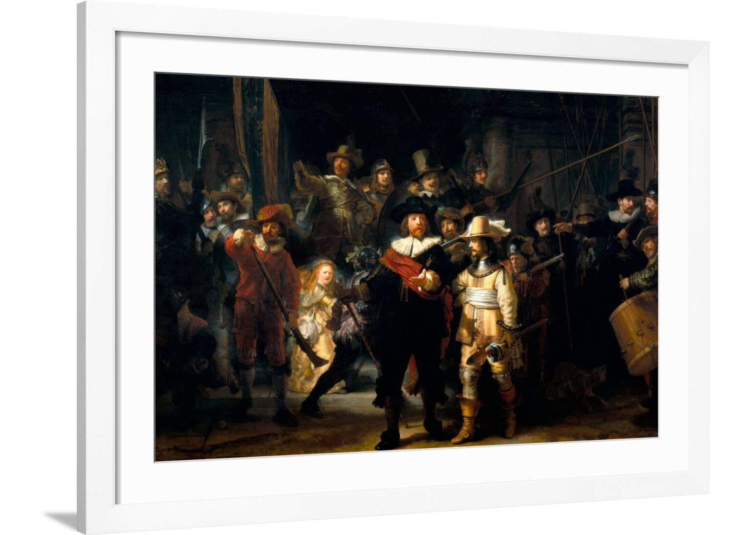 Art.com The Night Watch Art Print by Rembrandt van Rijn, White Frame ...