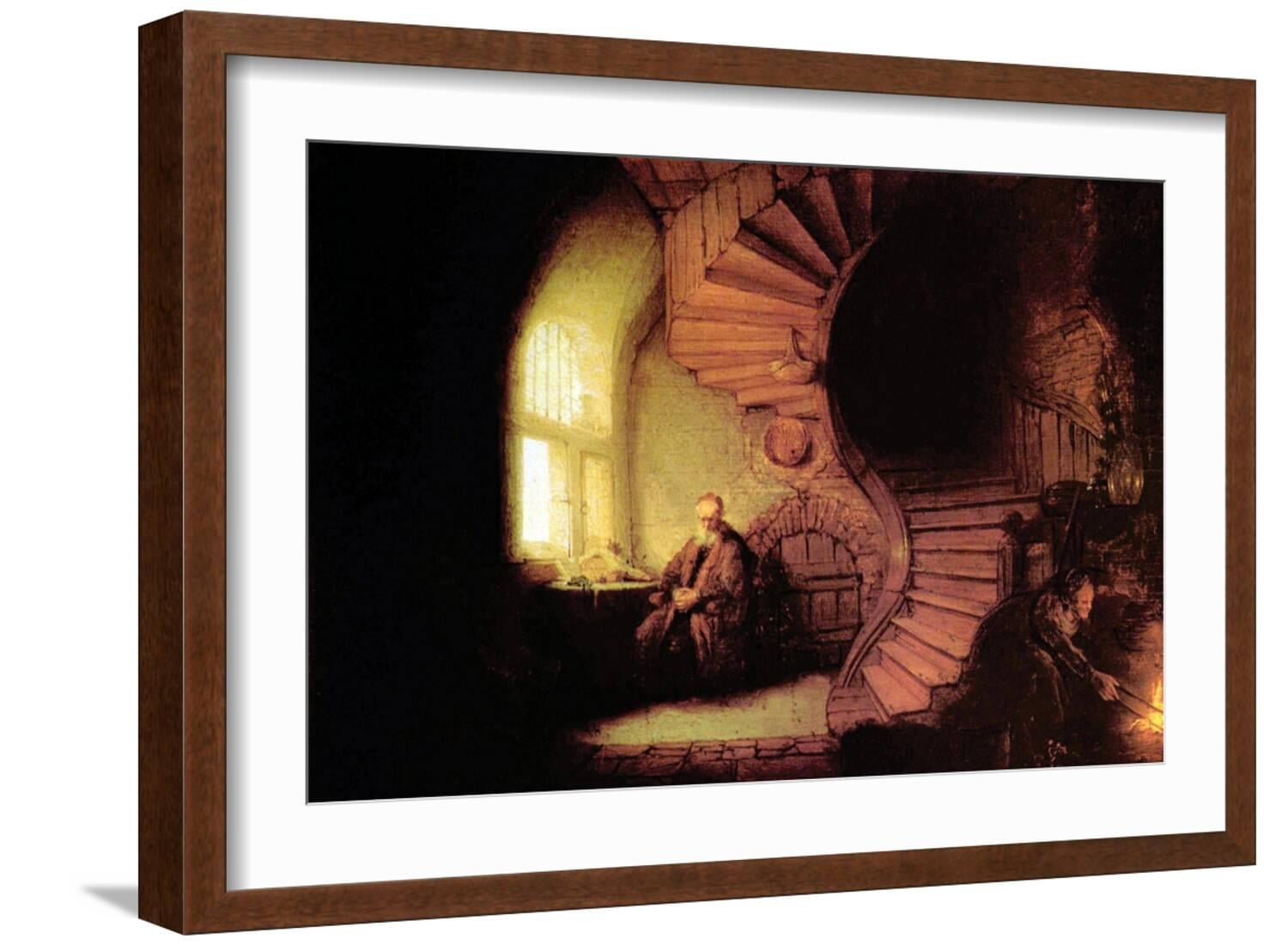 Art.com The Philosopher Art Print by Rembrandt van Rijn, Brown Frame ...