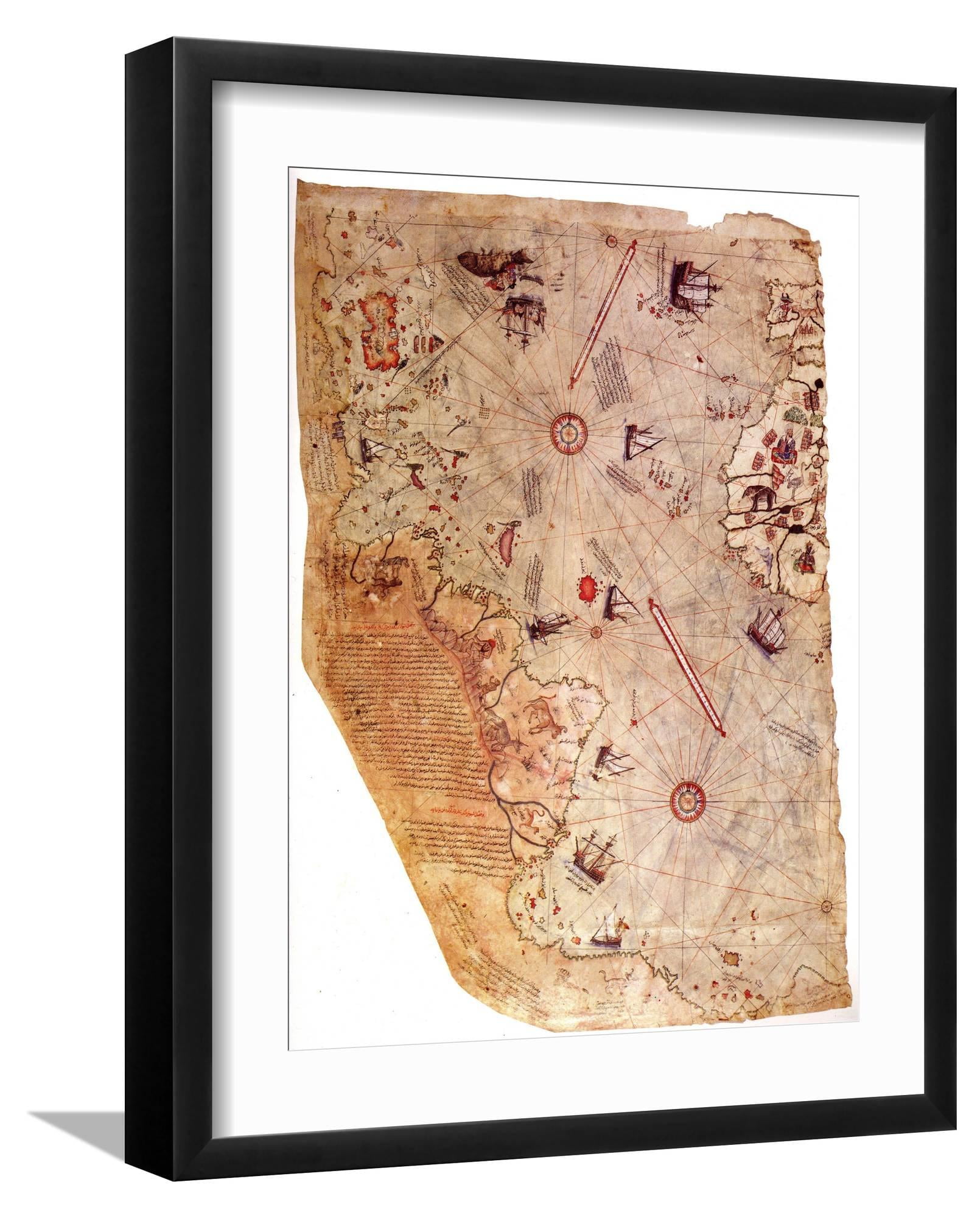 Art.com The Piri Reis world map, 1513 Giclee Print, Black Frame Wall ...