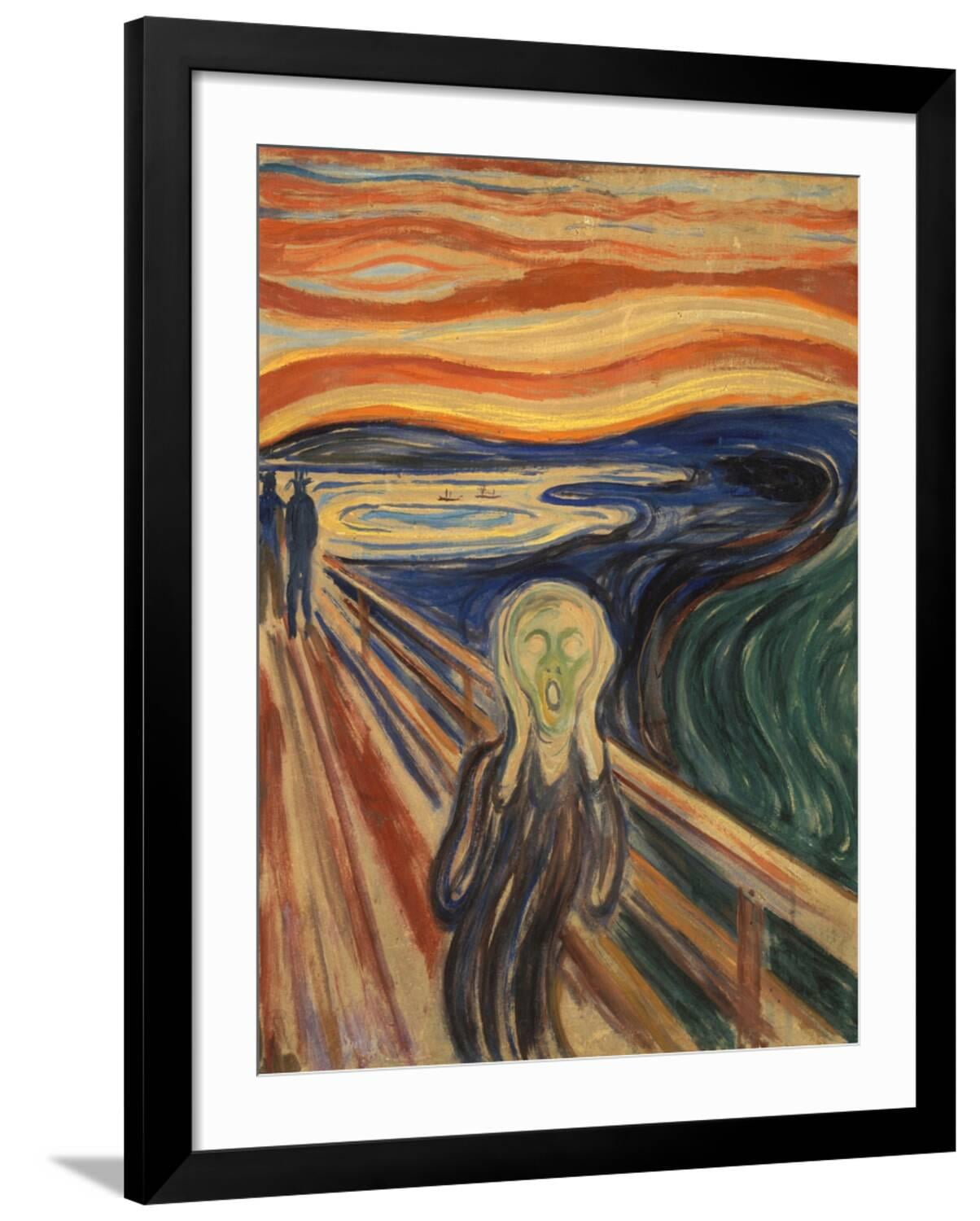 Art.com The Scream Art Print by Edvard Munch, Black Frame Wall Art, 32 ...