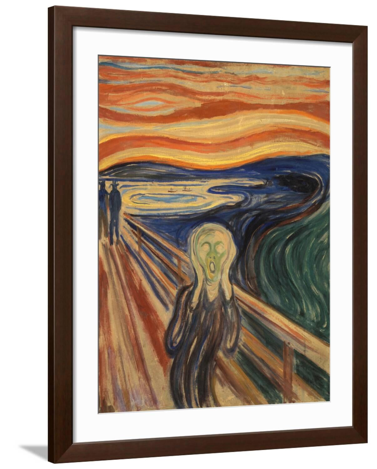 Art.com The Scream Art Print by Edvard Munch, Brown Frame Wall Art, 32 ...