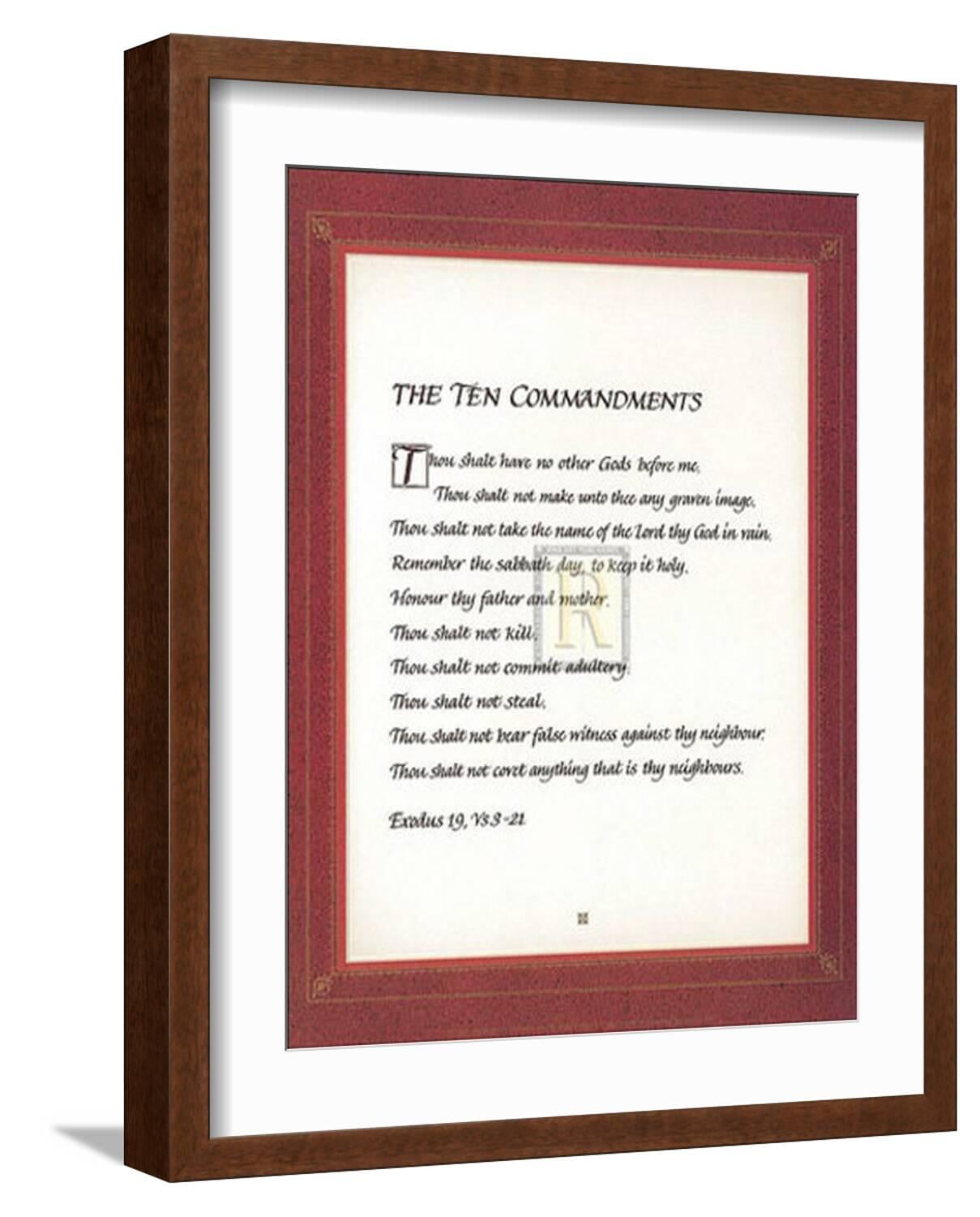 Art.com The Ten Commandments Art Print, Brown Frame Wall Art, 17" x 21" - Walmart.com