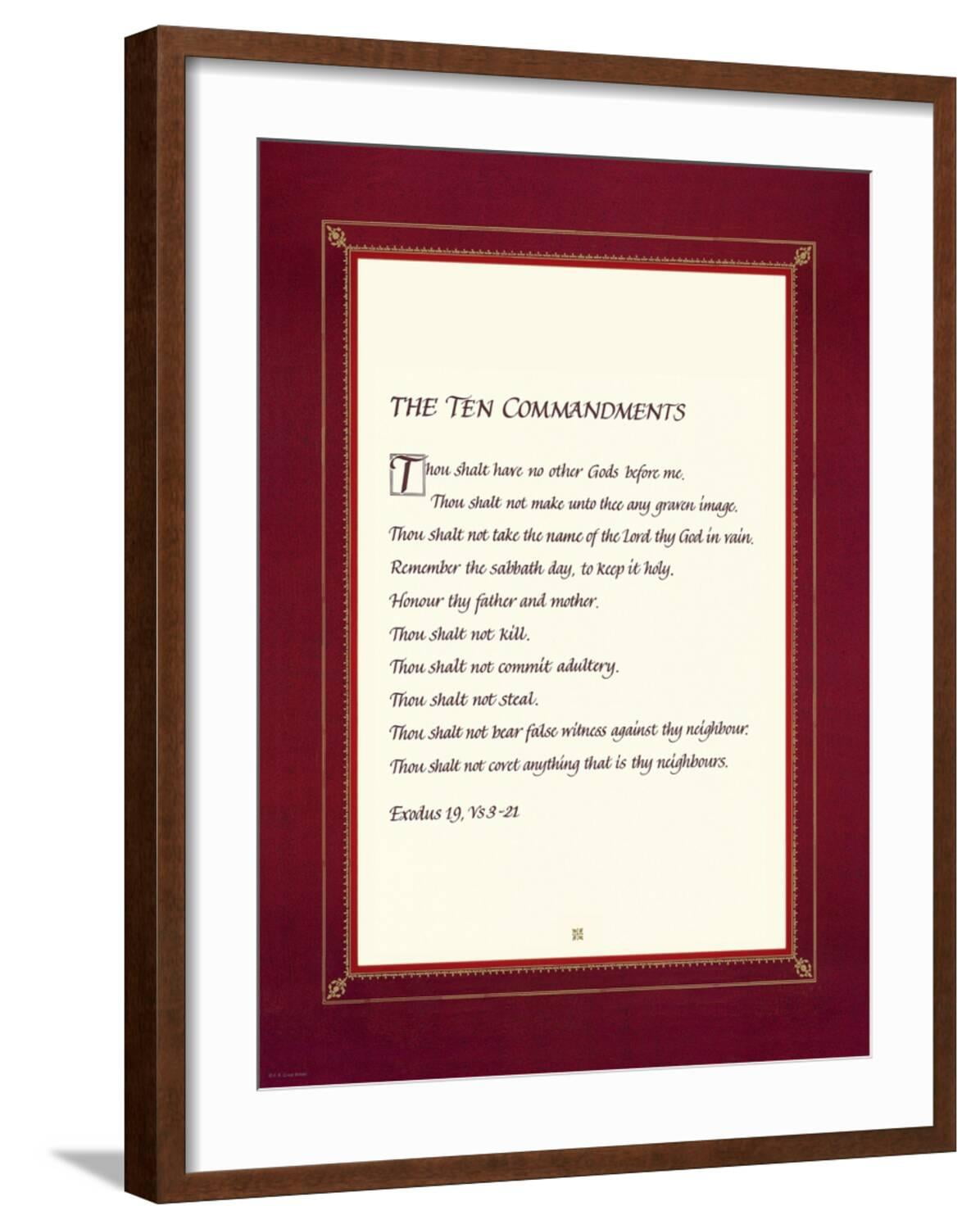 Art.com The Ten Commandments Art Print, Brown Frame Wall Art, 23" x 29 ...