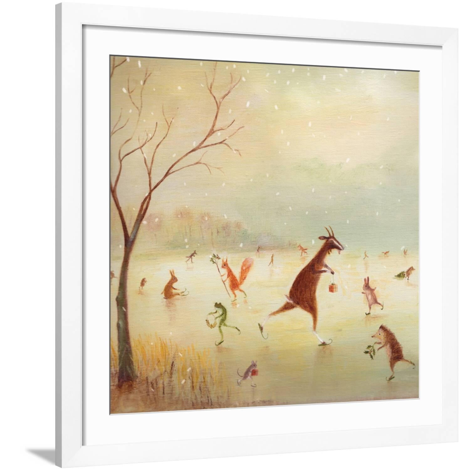 Art.com The Winter Skaters Art Print by DD McInnes, White Frame Wall ...