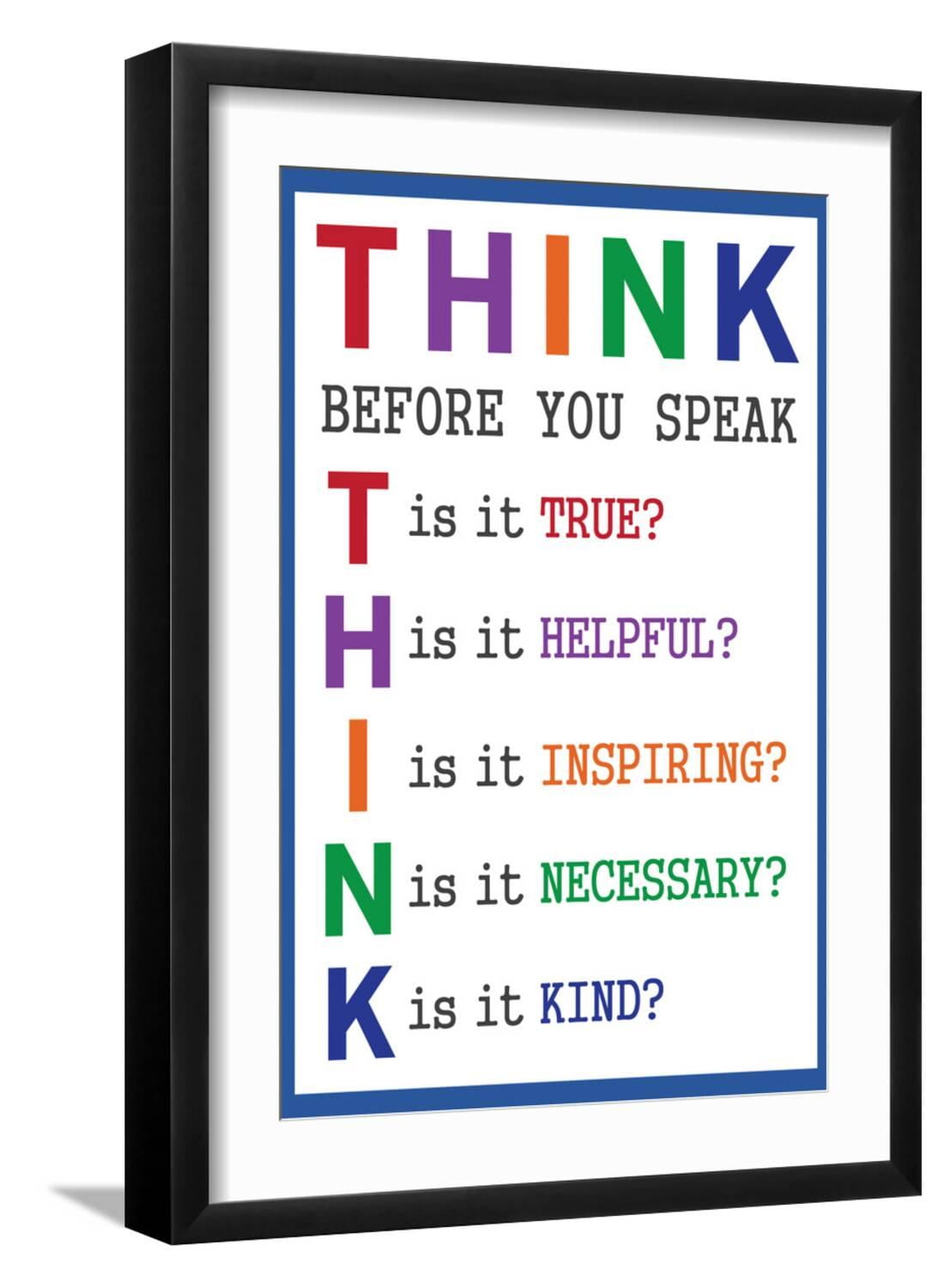 Art.com Think Before You Speak Education Art Print, Black Frame Wall ...