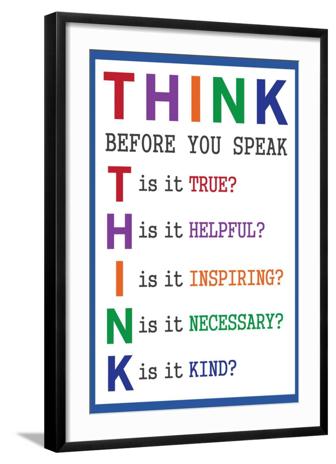 Art.com Think Before You Speak Education Art Print, Black Frame Wall ...