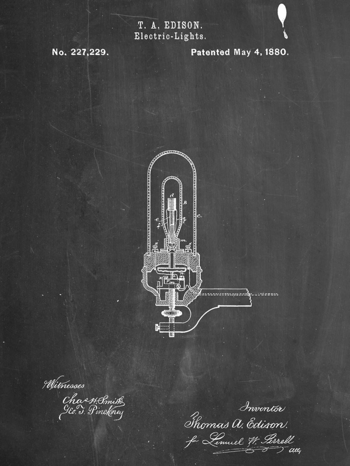 Art.com Thomas Edison Light Bulb Patent Art Print, 12" x 16" - Walmart.com