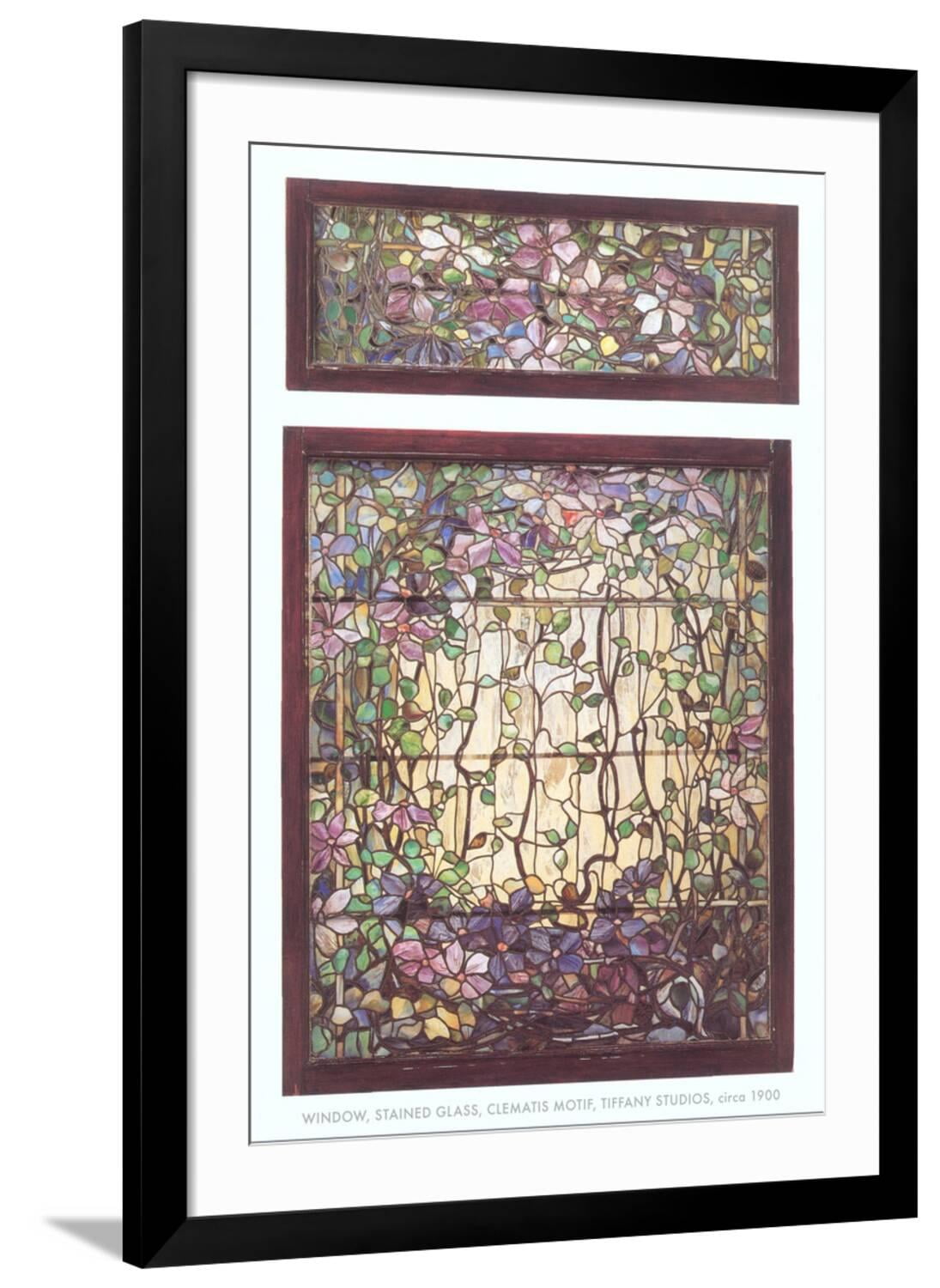 Art.com Tiffany Stained Glass Window Art Print, Black Frame Wall Art ...