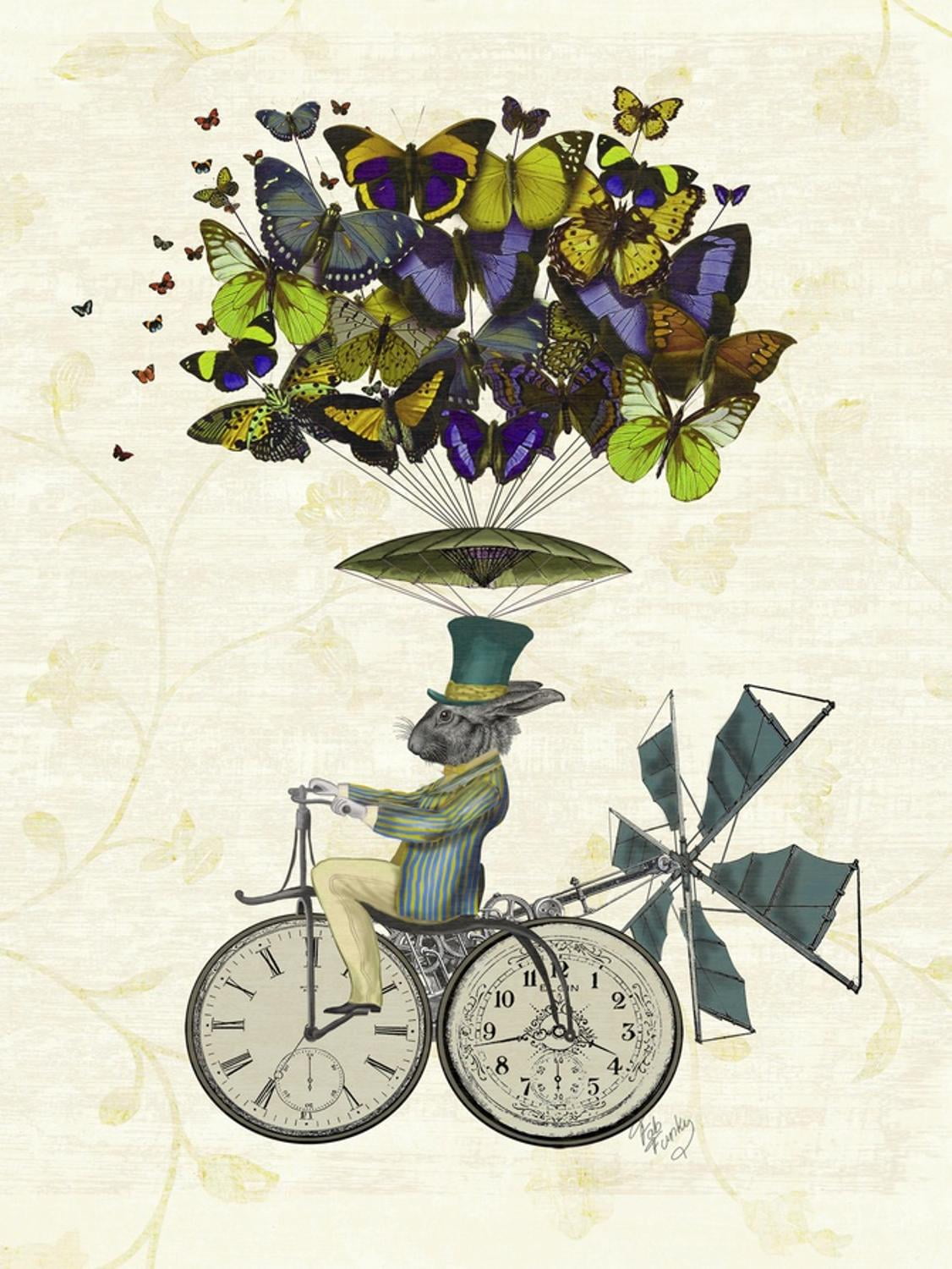 Art.com Time Flies Rabbit Art Print by Fab Funky, 12" x 16" - Walmart.com