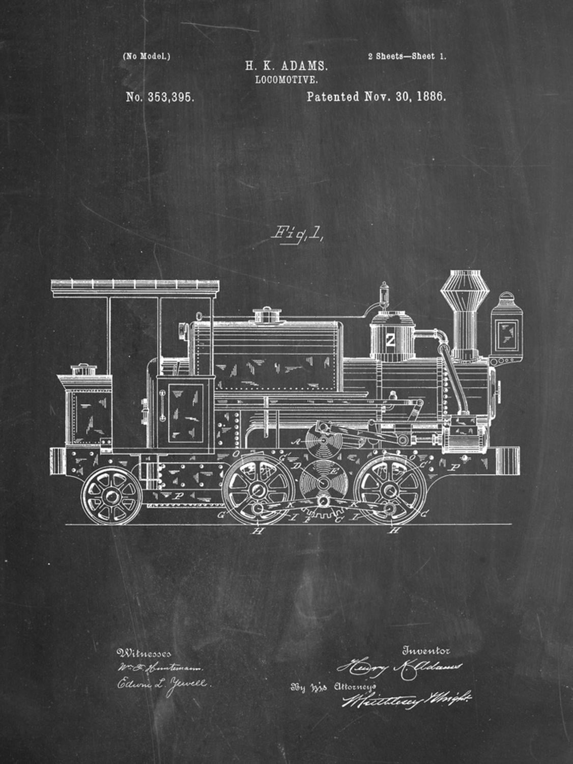 Art.com Train Locomotive Patent Art Print, 12" x 16" - Walmart.com