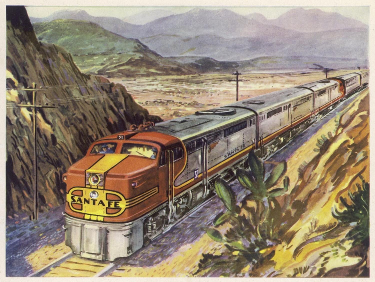 Art.com Train of the Santa Fe Railroad Drawn by a Diesel- Electric ...
