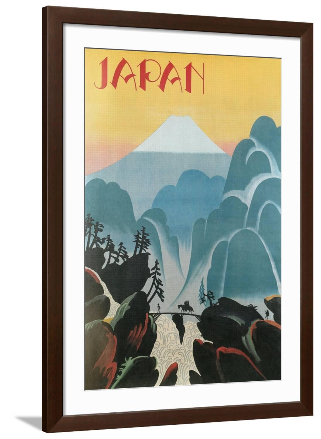 Art.com Travel Poster for Japan Art Print, Brown Frame Wall Art, 32" x ...