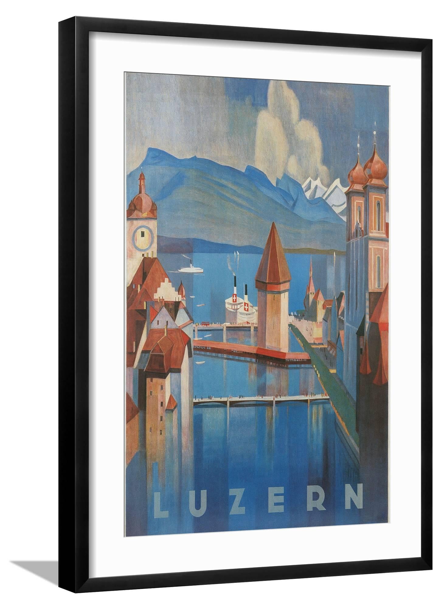 Art.com Travel Poster for Lucerne, Switzerland Art Print, Black Frame ...