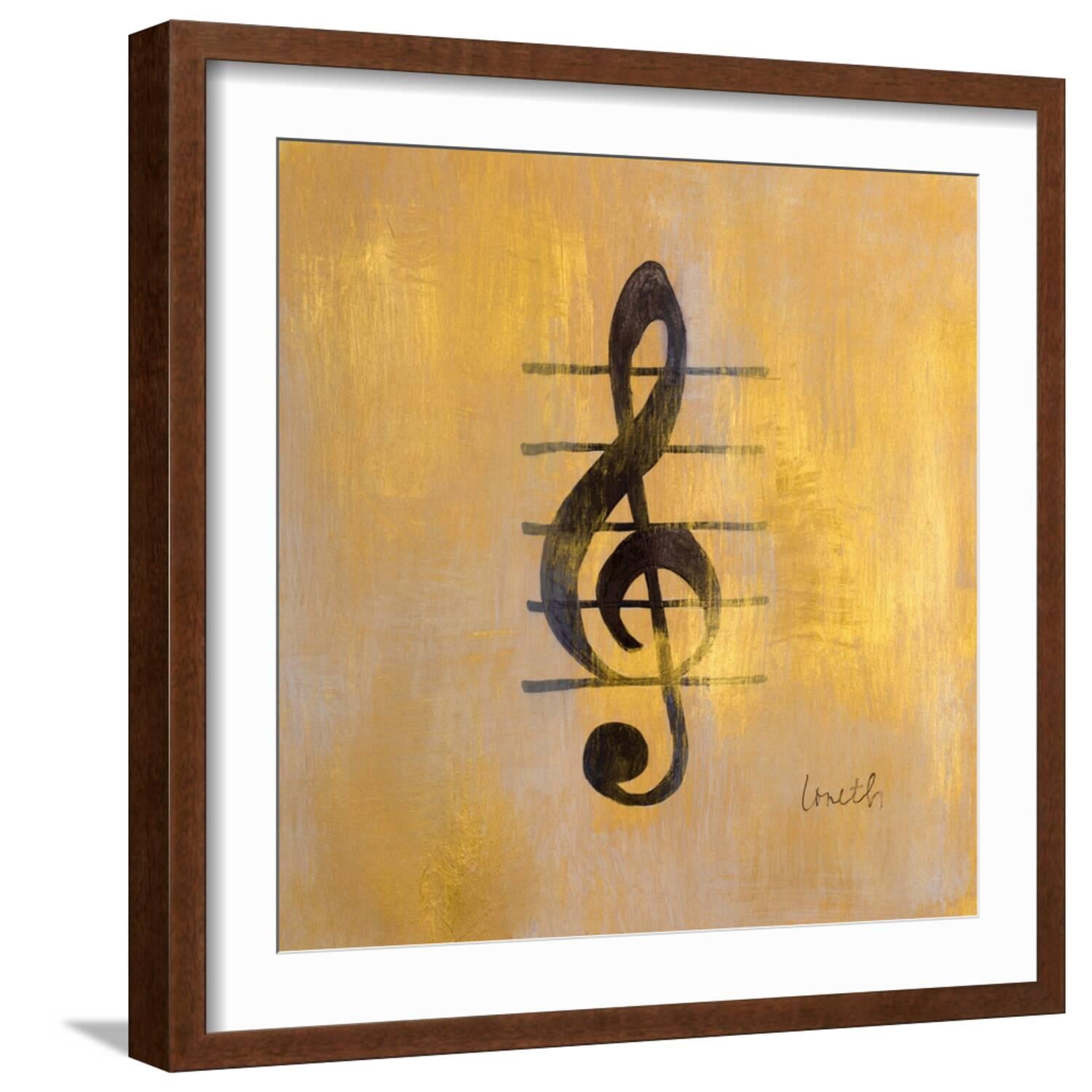 Art.com Treble Clef Art Print by Lanie Loreth, Brown Frame Wall Art, 21 ...