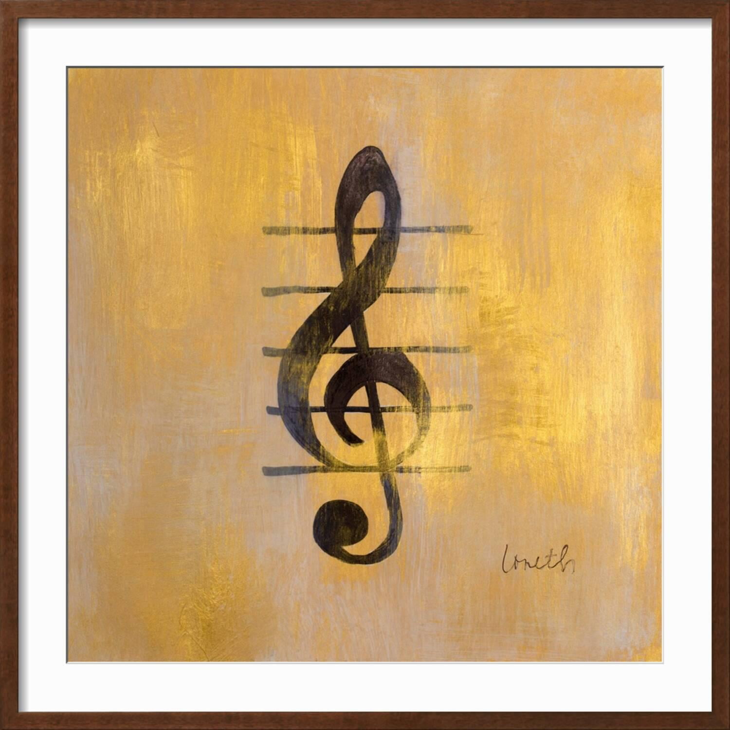 Art.com Treble Clef Art Print by Lanie Loreth, Brown Frame Wall Art, 29 ...