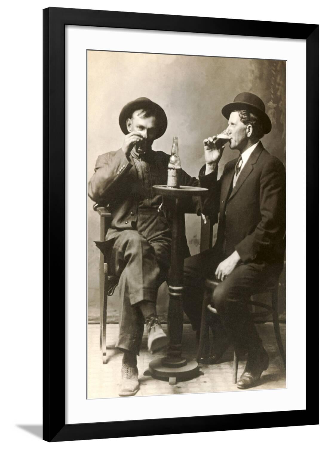 Art.com Two Men Drinking Beer Art Print, Black Frame Wall Art, 32" x 44 ...