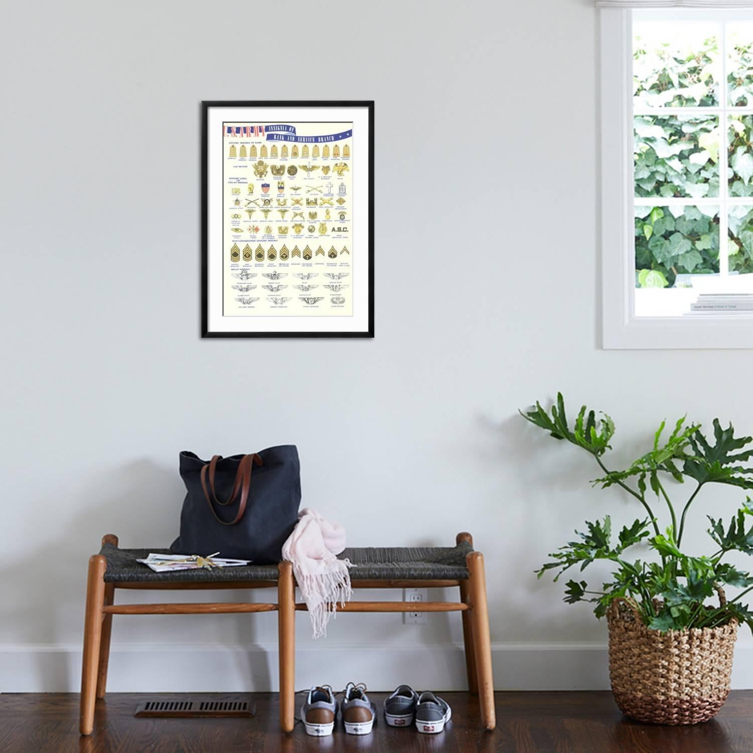 Art.com US Army Rank and Service Insignia Art Print, Black Frame Wall ...