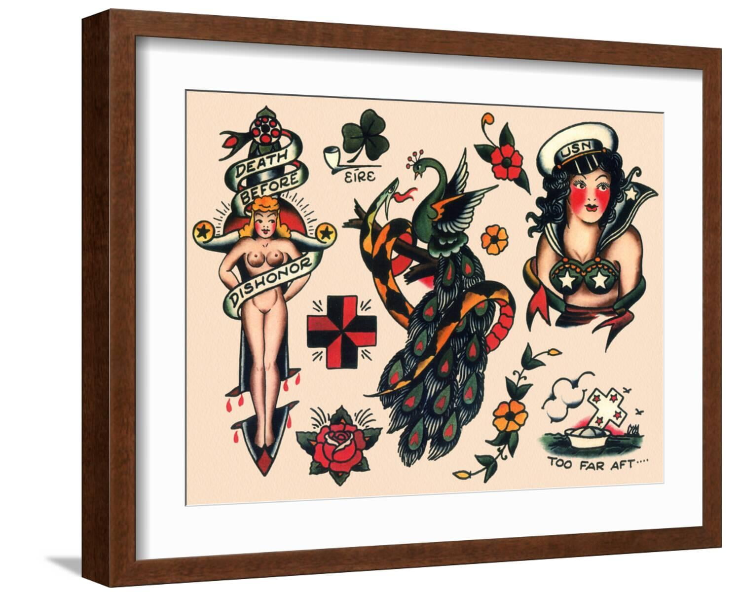 Art.com US Navy and Sailor Tattoos, Authentic Vintage Tatooo Flash by ...