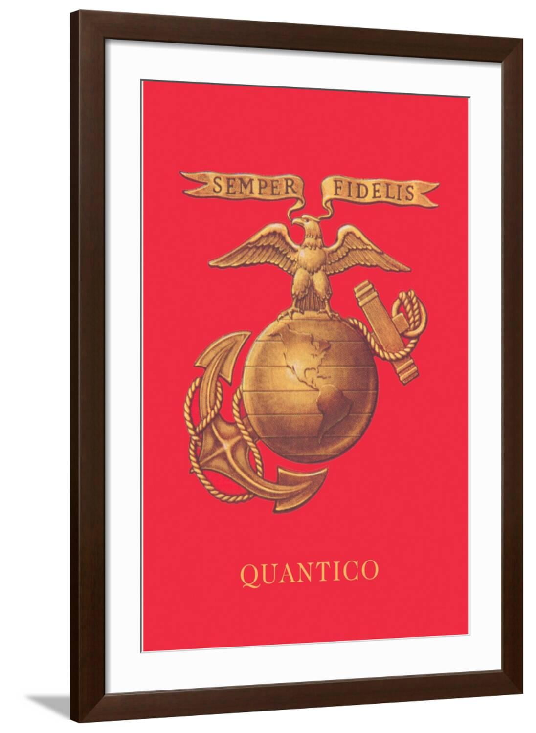 Art.com USMC Emblem, Quantico Art Print, Brown Frame Wall Art, 32" x 44 ...