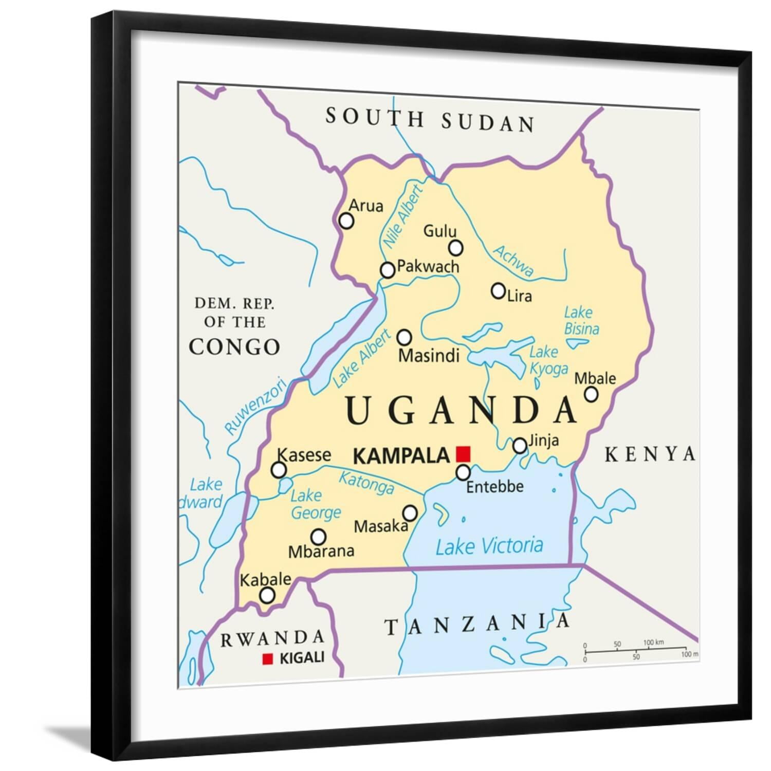 Art.com Uganda Political Map Art Print by Peter Hermes Furian, Black ...