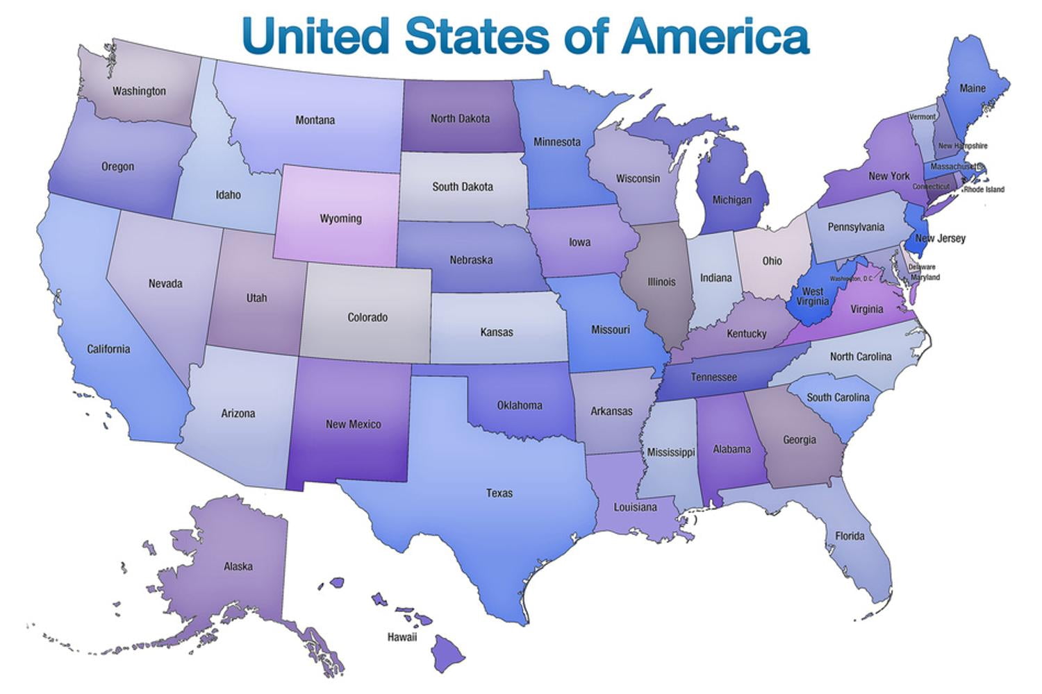 Art.com United States of America Map USA Blue Tonal Art Poster Print ...