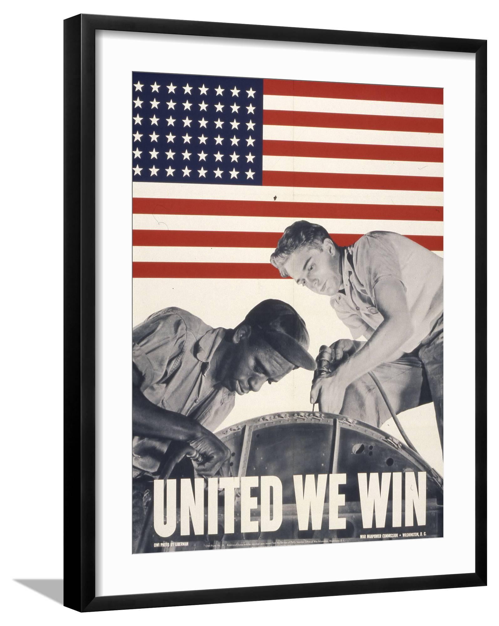 Art.com United We Win, US Propaganda Poster Giclee Print, Black Frame ...