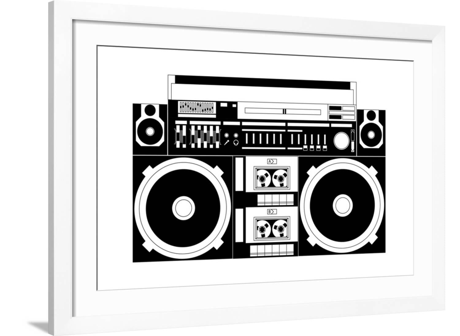 Art.com Vector Image of a Classic Boombox Art Print by Chisnikov, White ...