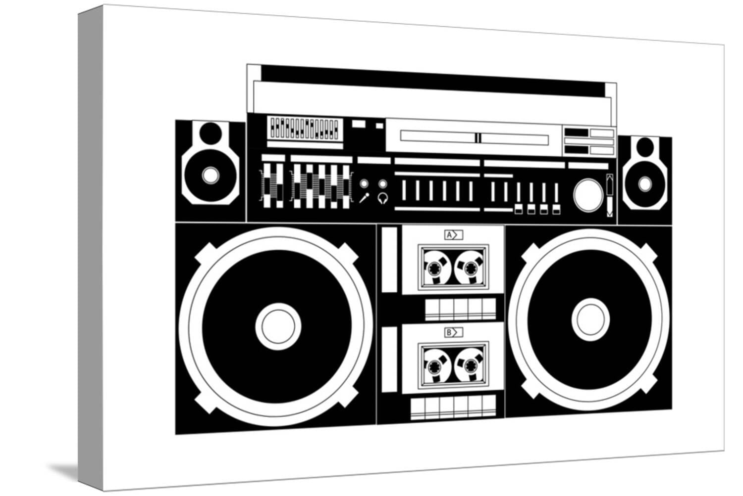 Art.com Vector Image of a Classic Boombox Stretched Canvas Print Wall ...